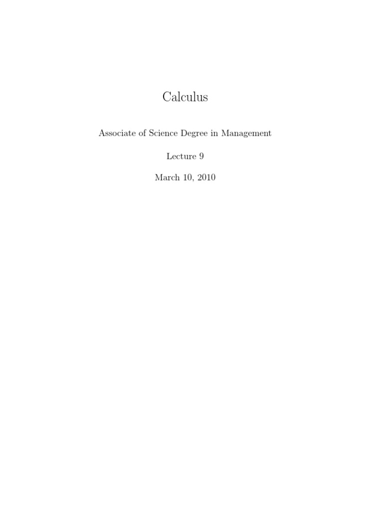 Calculus Lecture 9 Pdf Maxima And Minima Mathematical Optimization