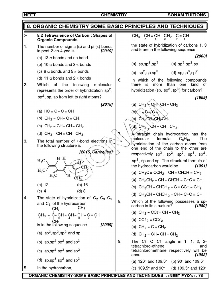 8. Organic Chemistry-Some Basic Principles and Techniques NEET PYQ ...