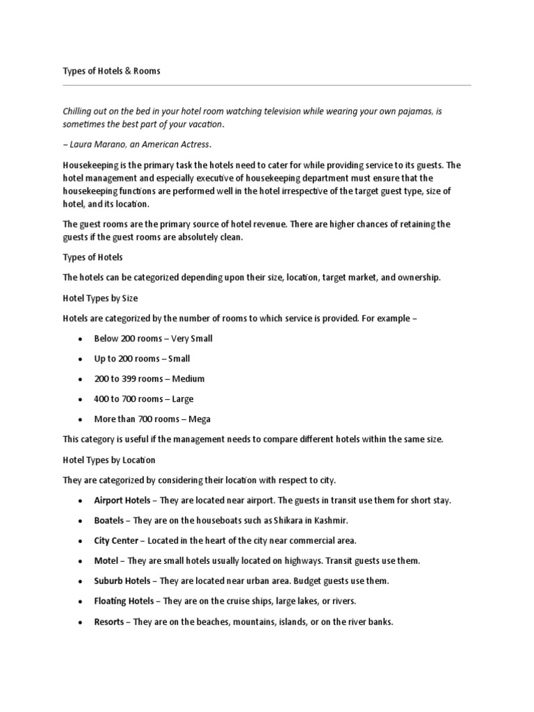 Types of Hotels | PDF