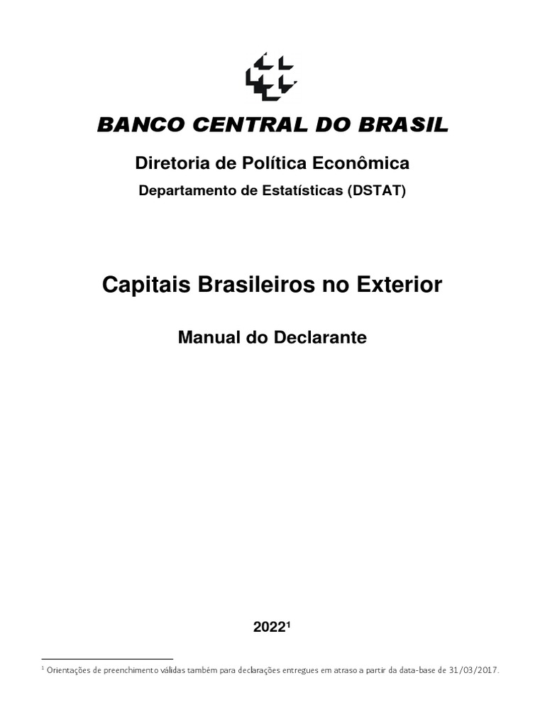 DCBE - Manual Do Declarante (Download Feito No Site Do BCB em 31.01. ...