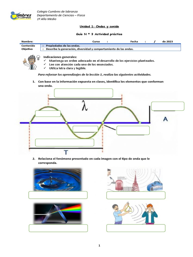 Guía 3 Actividad Práctica Ondas | PDF | Olas | Frecuencia