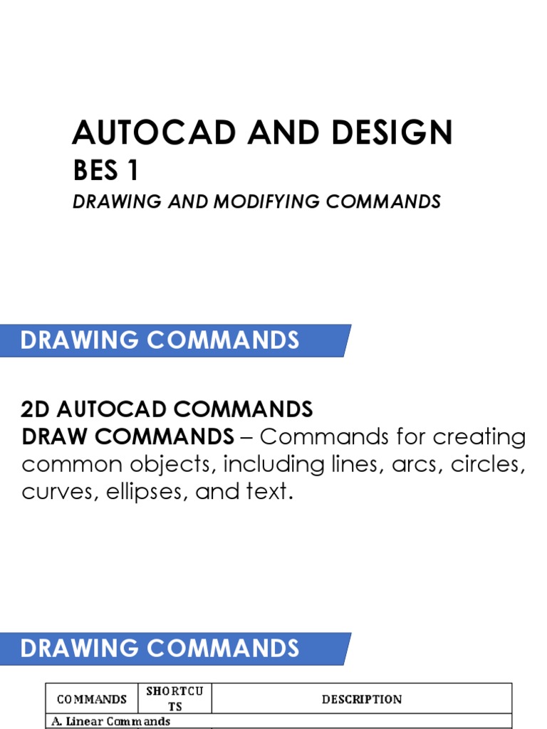 AUTOCAD AND DESIGN - DRAW AND MODIFY COMMANDS | PDF