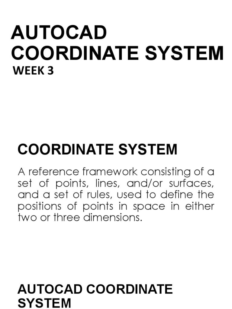 Autocad Coordinate System | PDF | Dimension | Coordinate System