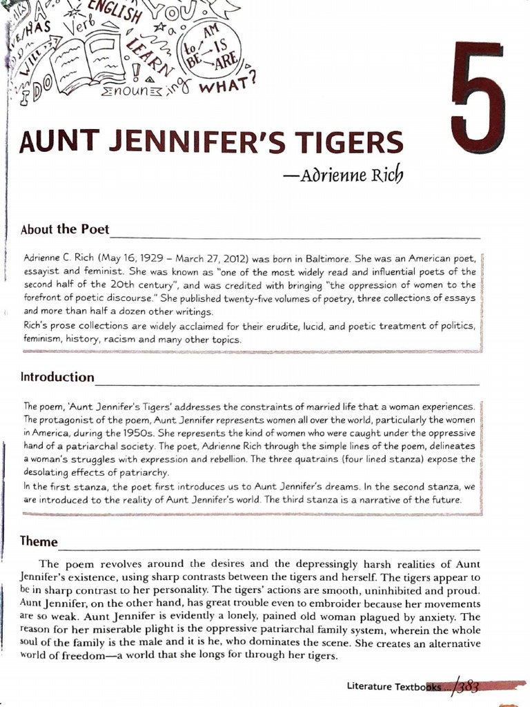 Poem 5 - Aunt Jennifer's Tiger tyt | PDF