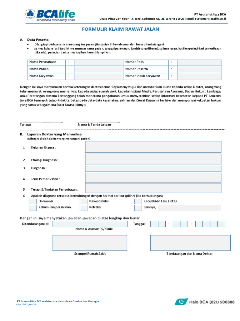 Formulir Klaim Rawat Jalan | PDF