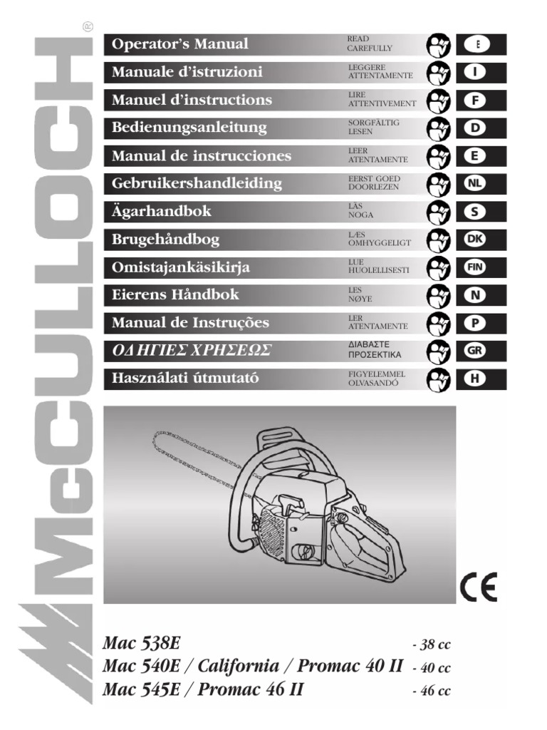 Manual McCulloch Mac 538E (14 Páginas) | PDF