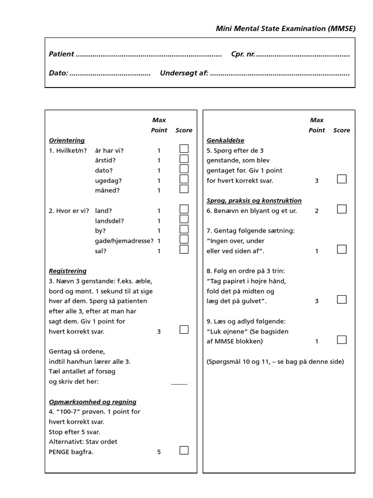 MMSE_Dansk | PDF
