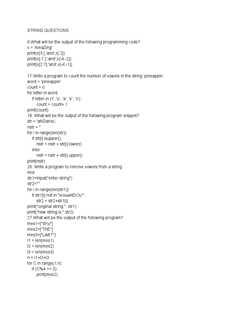 String Question 6,17,18,26,27 | PDF