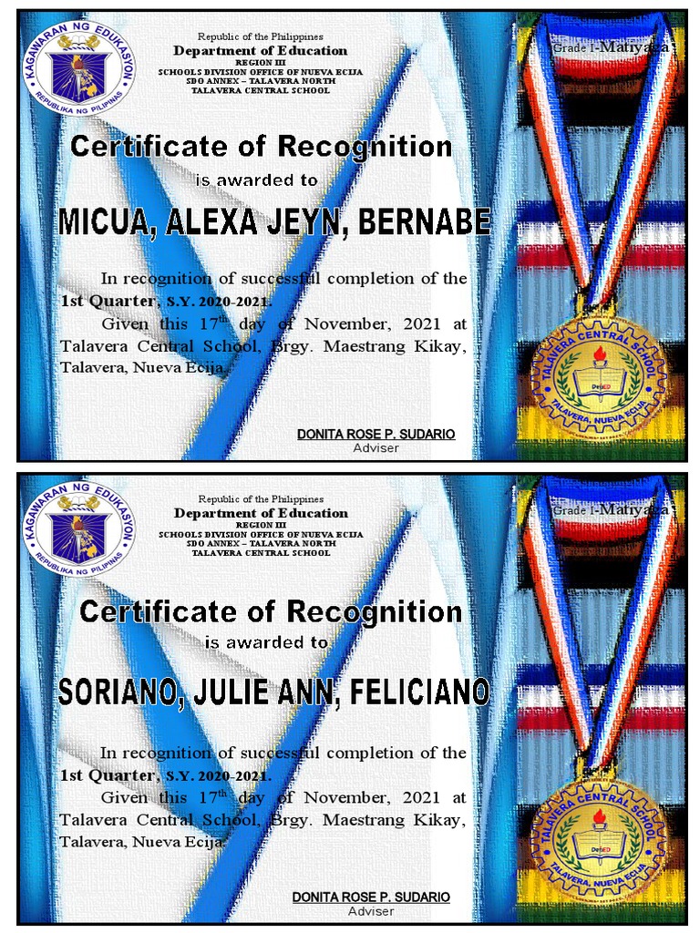 Recognition Cert QRTR 1 | PDF