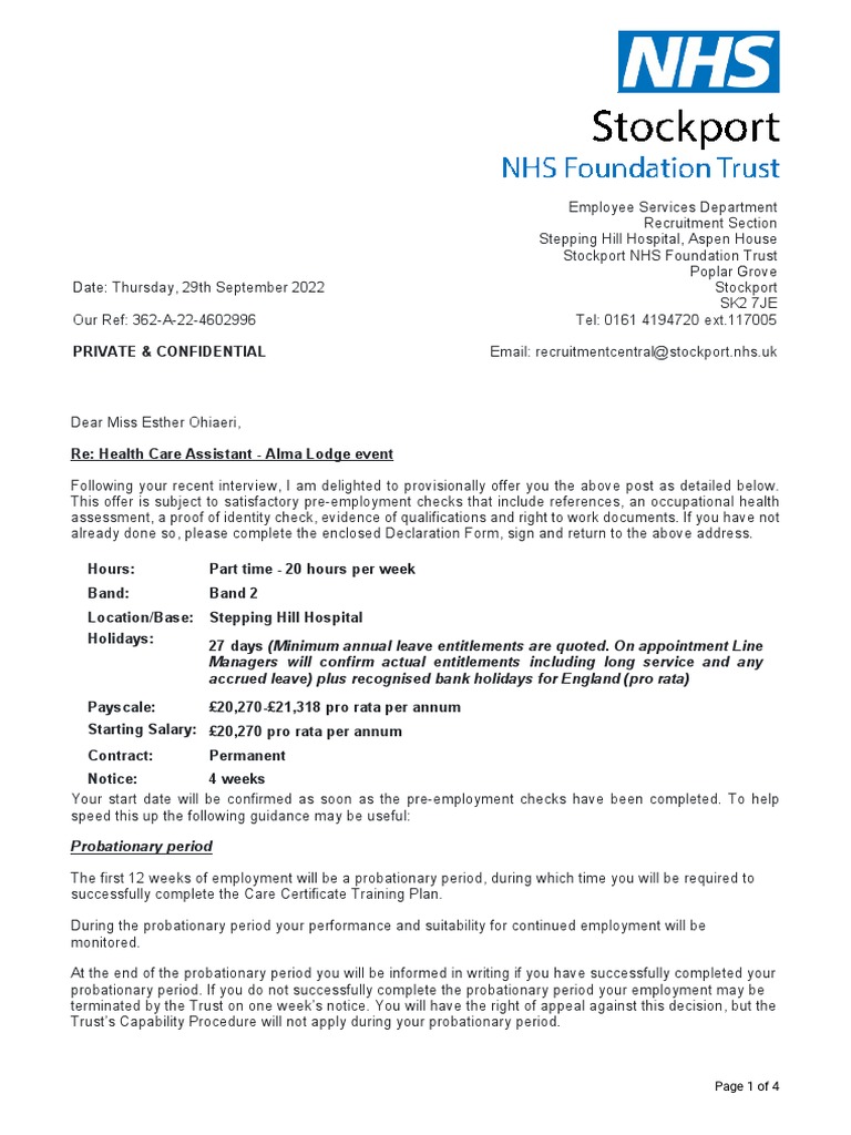 Letter | PDF | National Health Service | Employment