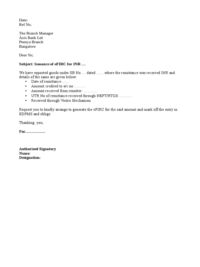 eFIRC Request Format | PDF