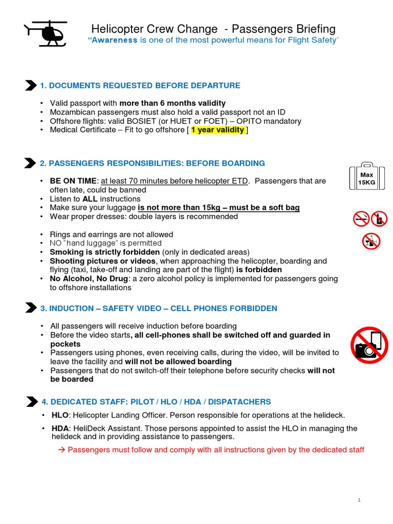 Helicopter Passenger Safety Briefing | PDF | Home & Garden