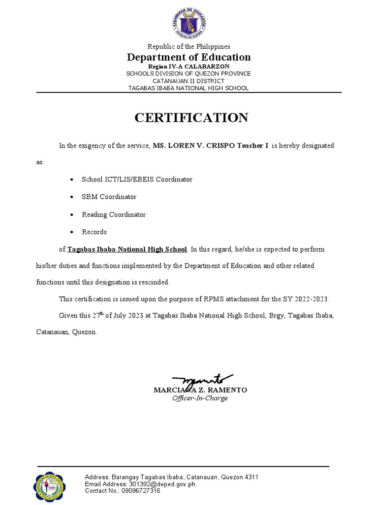 CERT Coordinatorship | PDF