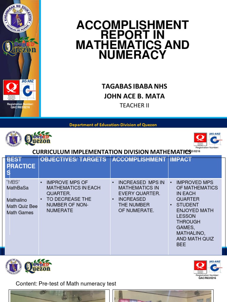 Math Accomplishment Report 2023 | PDF