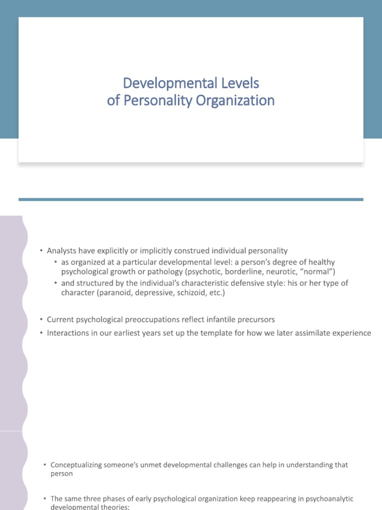 Developmental Levels of Personality Organization | PDF | Borderline ...
