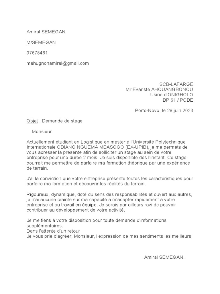 Demande de Stage | PDF