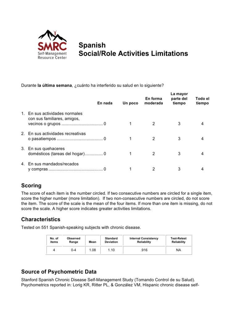 Spanish - Social-Role Activitieslimitesp | PDF