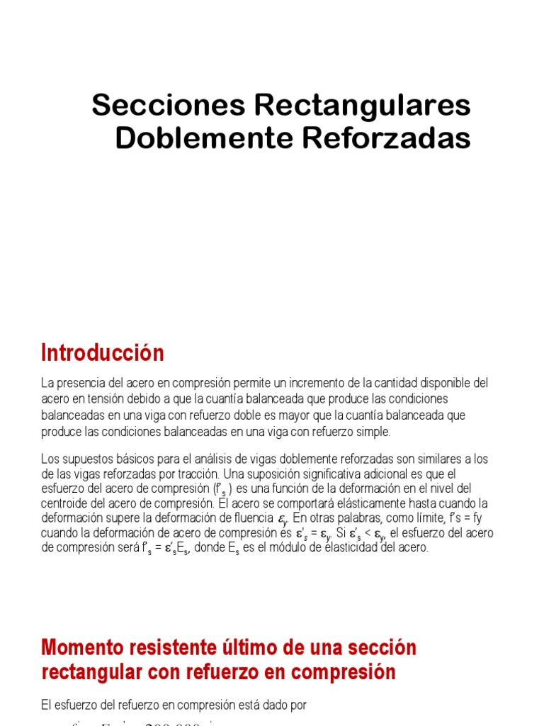 Análisis de Vigas Rectangulares Doblemente Reforzadas | PDF | Viga ...