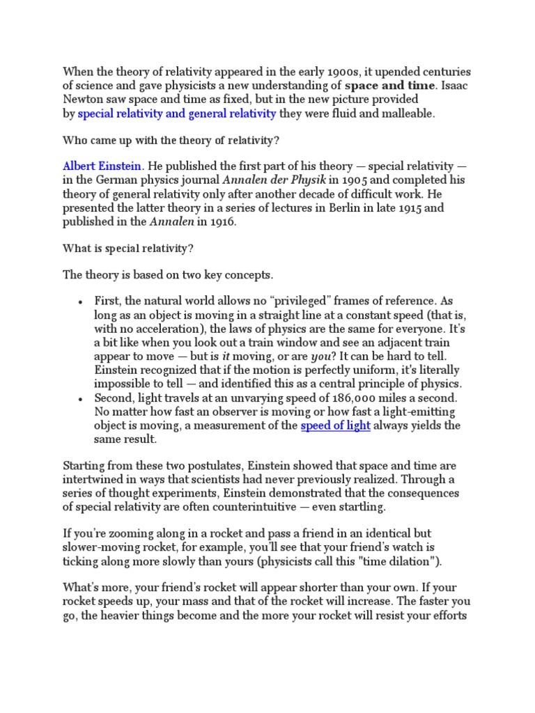 Relativity | PDF | General Relativity | Theory Of Relativity