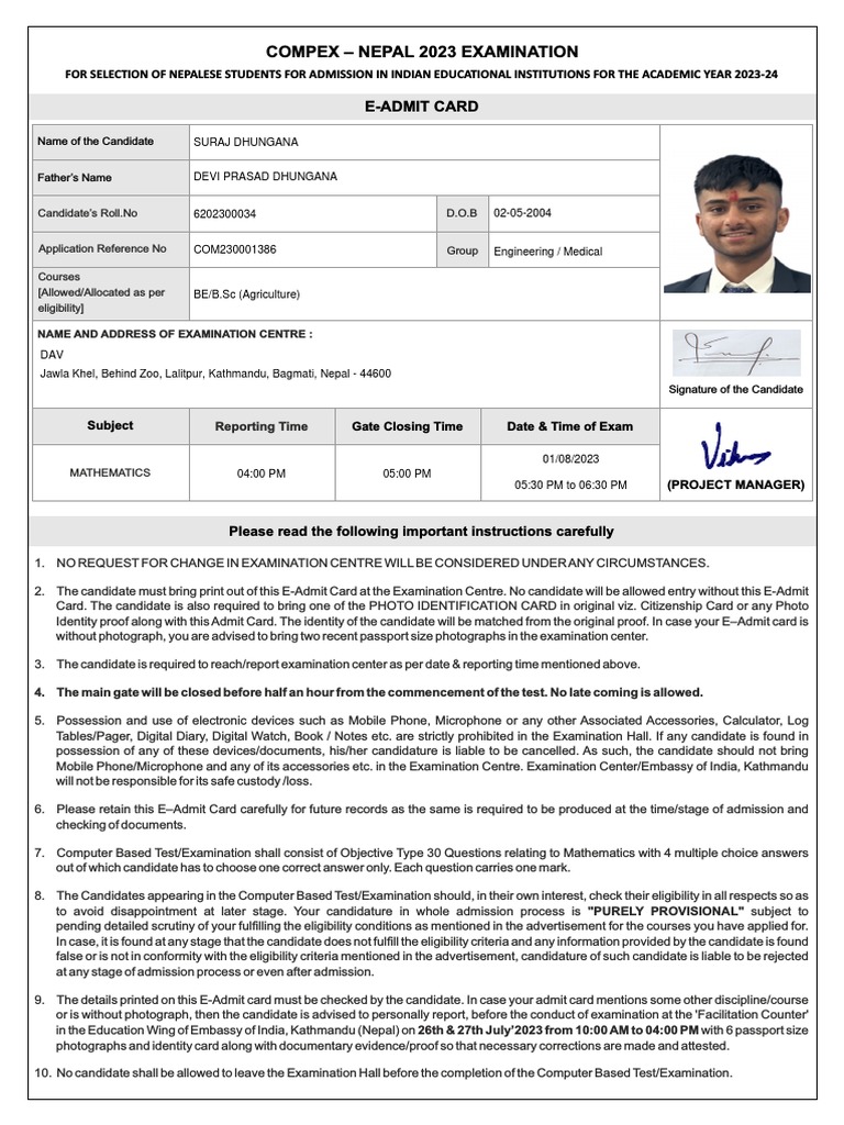 Admit Card | PDF