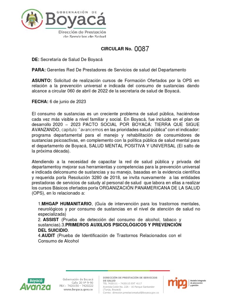 Modificatorio A Circular 060 de 2023 para Envio | PDF | Organización Panamericana de la Salud ...