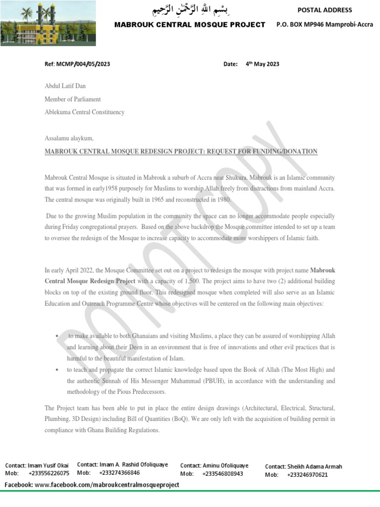 Letter To MP Ablekuma Central Constituency | PDF