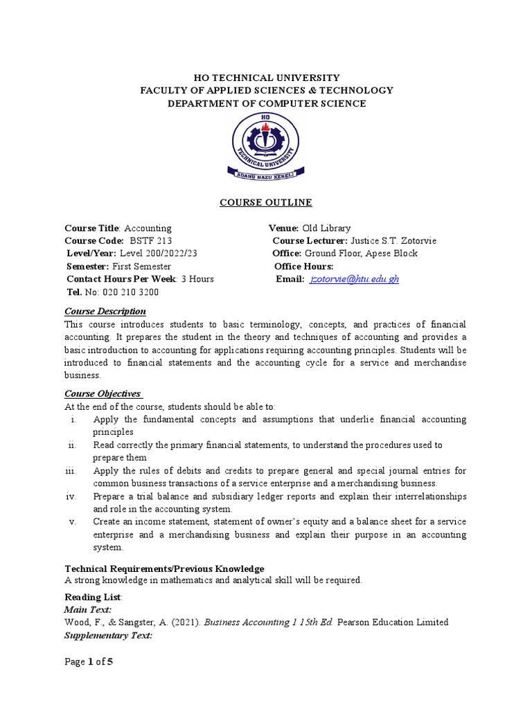 HTU Course Outline BICT213 | PDF