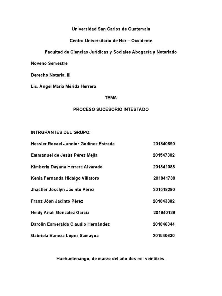 SUCESORIO INTESTADO 1 | PDF | Intestacy | Herencia