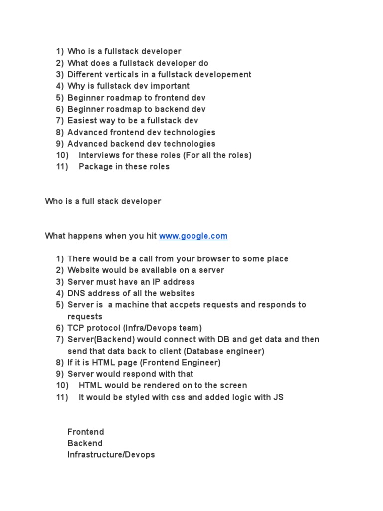 Road To Full Stack Development | PDF | Java Script | Html