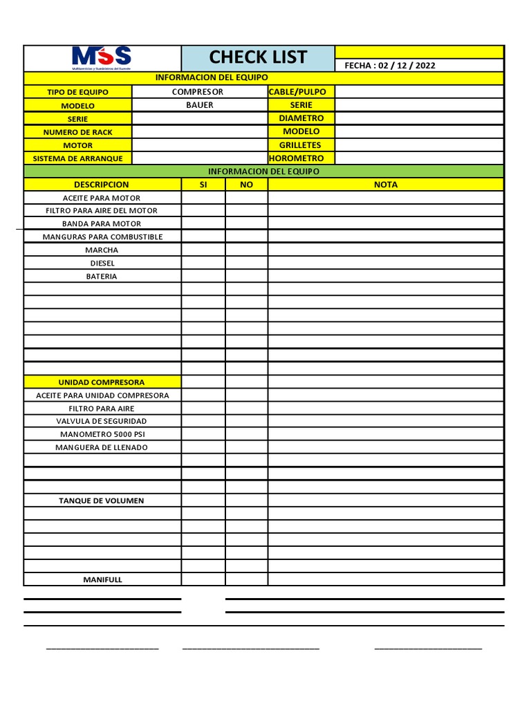 Check List Bauer | PDF