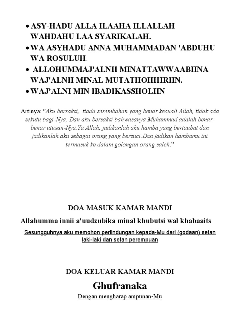 Doa Mauk Kamar Mandi | PDF