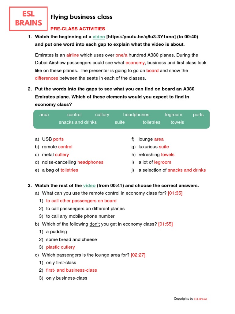 ESL Brains Flying Business Class TV 4876 | PDF