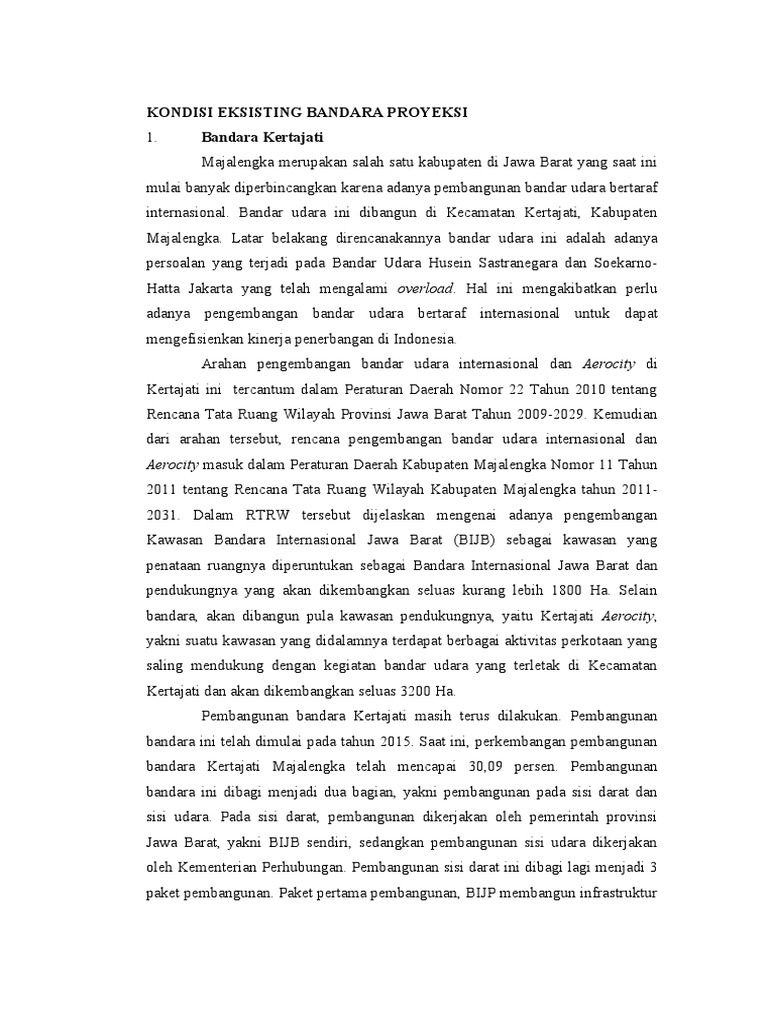 Kondisi Eksisting Bandara Proyeksi | PDF