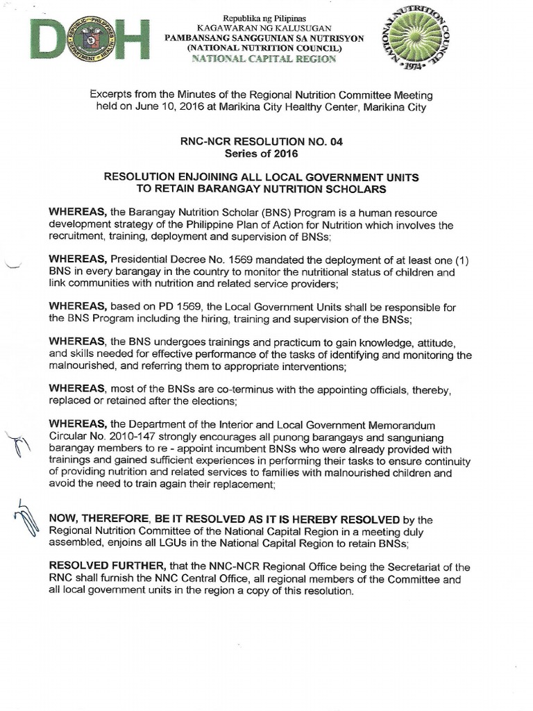 RNC NCR Resolution 4 2016 | PDF