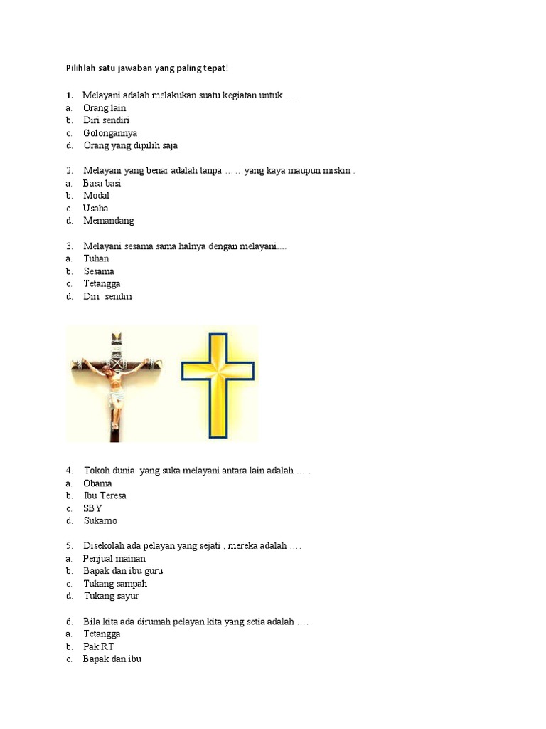 Soal Pts Agama Kristen Kelas 6 Semester 2 | PDF | Ilmu Sosial | Griya & Taman