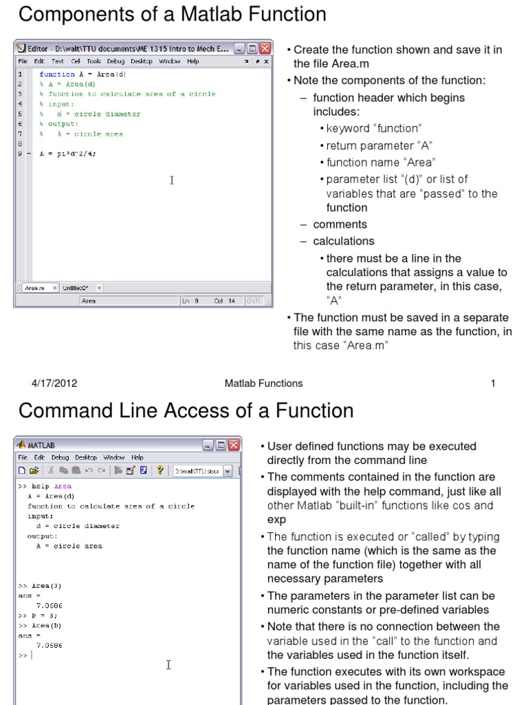 Matlab Functions | PDF | Parameter (Computer Programming) | Matlab