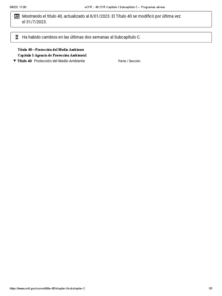 eCFR - 40 CFR Capítulo I Subcapítulo C - Programas Aéreos | PDF