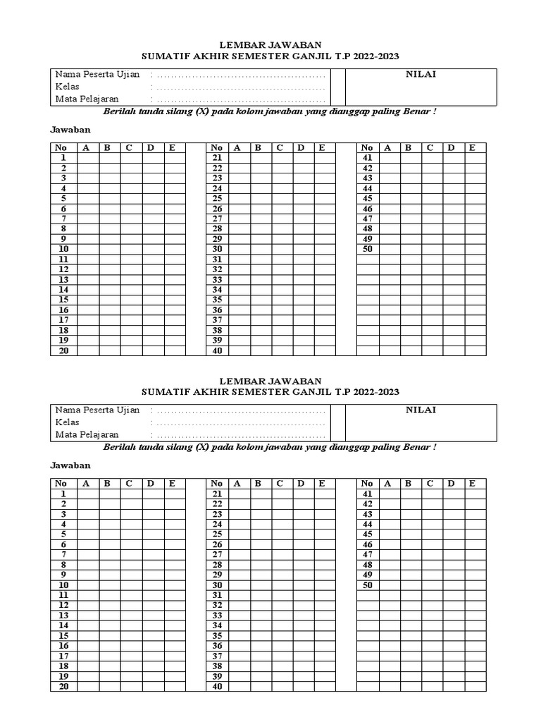 LJK Sas Kelas X | PDF