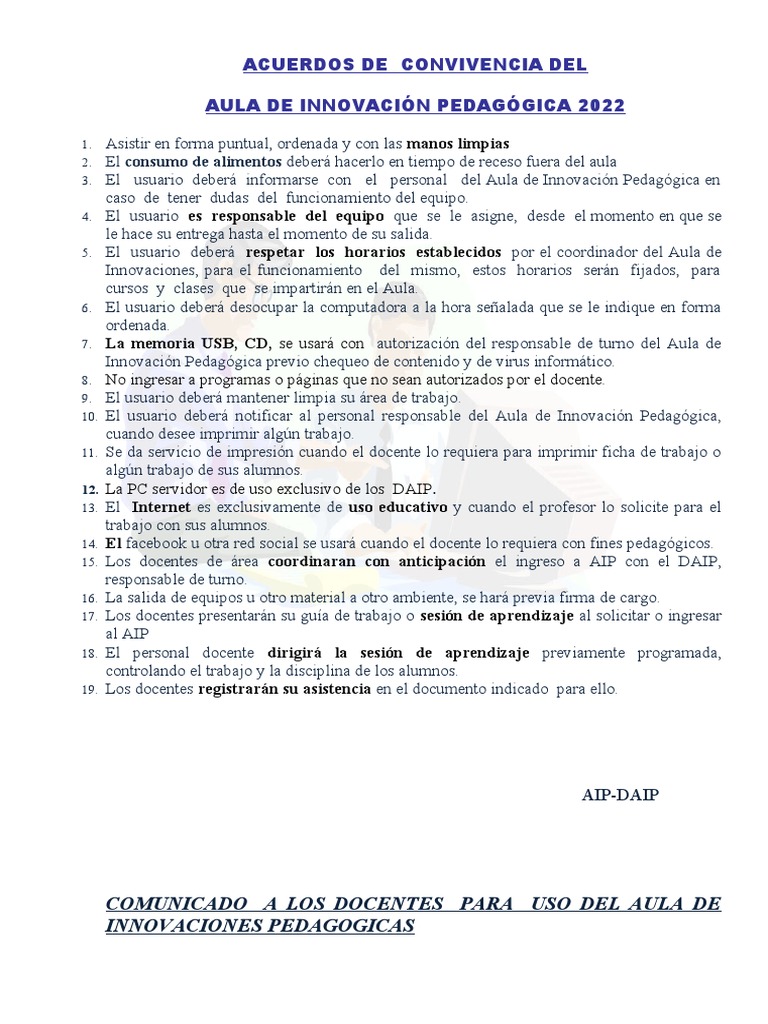 Normas de Convivencia Aip 2023 | PDF