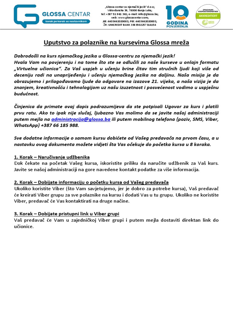 Uputstvo Za Polaznike - Kako Se Ulazi U Virtuelnu Učionicu | PDF