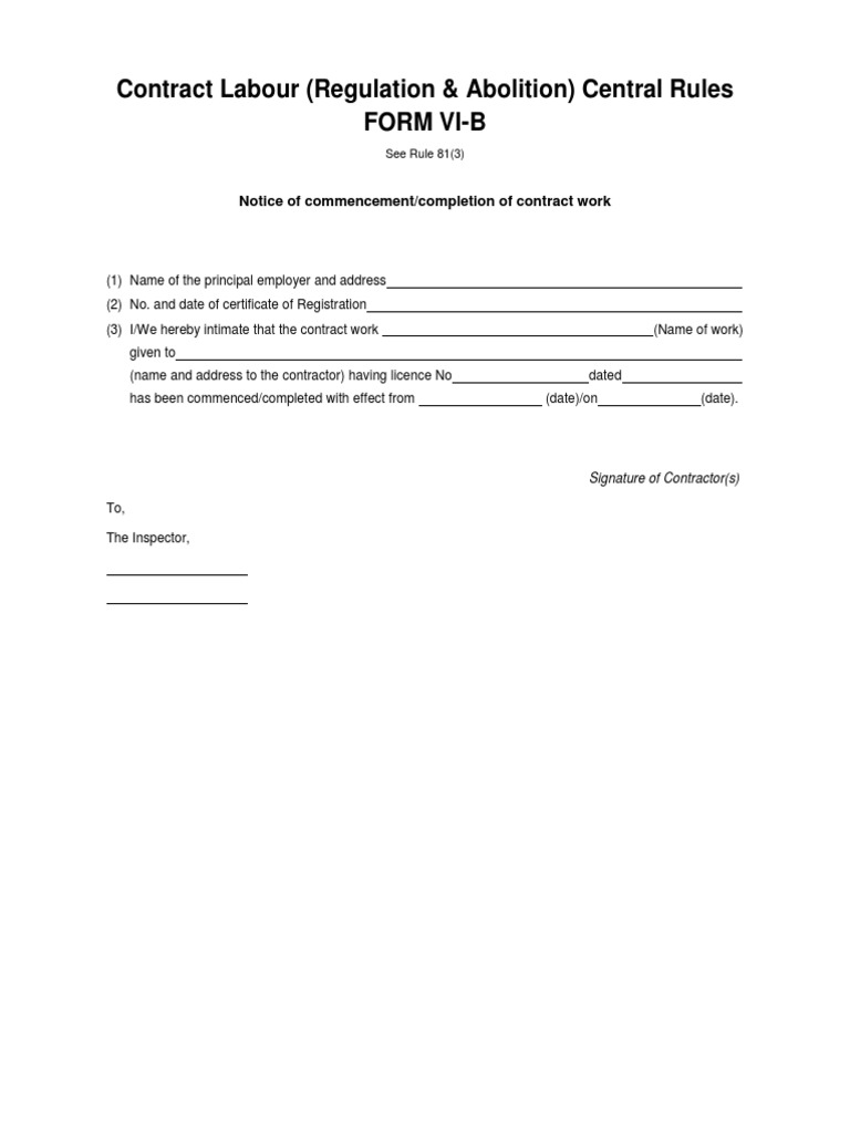 Notice of Contract Work Status | PDF