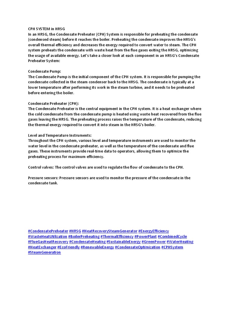 CPH System in HRSG | PDF