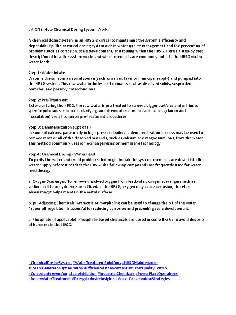 Part One How Chemical Dosing System Works Pdf
