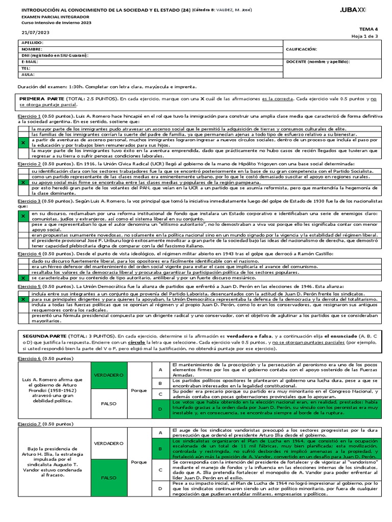 ICSE B - CII 2023 - Tema 4 - CLAVES DE CORRECCIÓN | PDF | Política | Historia