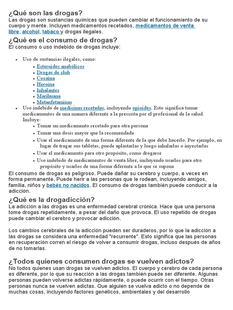 Las Drogas | PDF | La dependencia de sustancias | Desorden hiperactivo y deficit de atencion