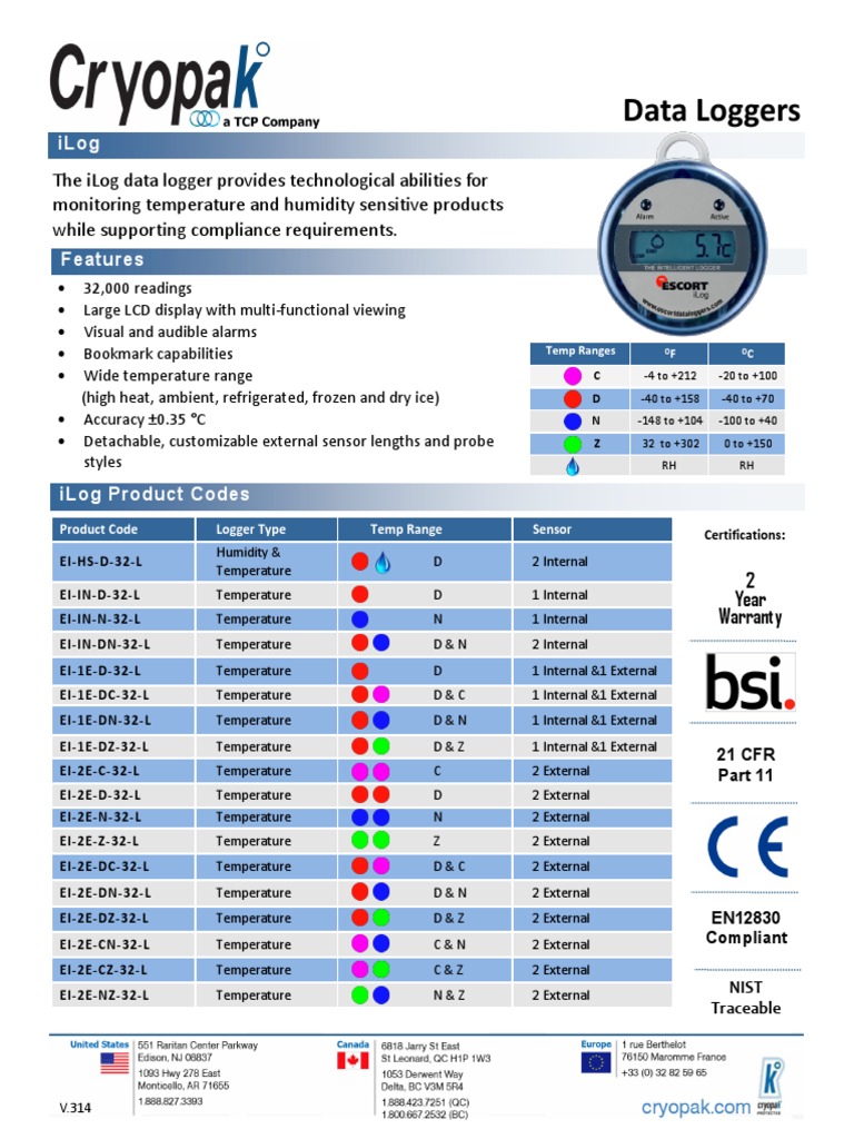 Cryopak Escort Ilog Brochure | PDF | Usb | Computing