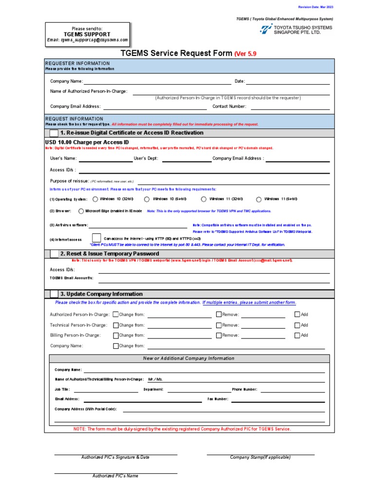 TGEMS Service Request Form (Ver 5.9) | PDF | Microsoft Windows | Windows 10
