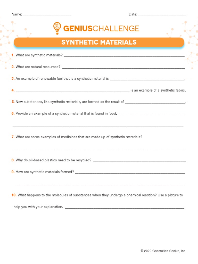 GG Synthetic Materials Quiz 1 | PDF