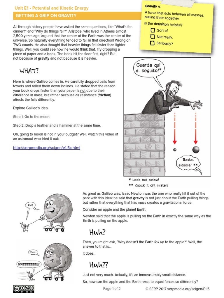 E1.5 Reading Getting A Grip On Gravity 1 | PDF | Gravity | Force