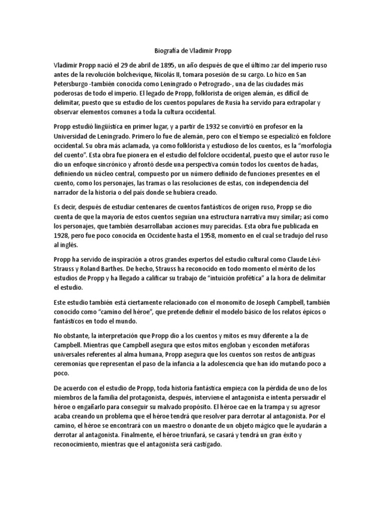 Biografía de Vladimir Propp | PDF